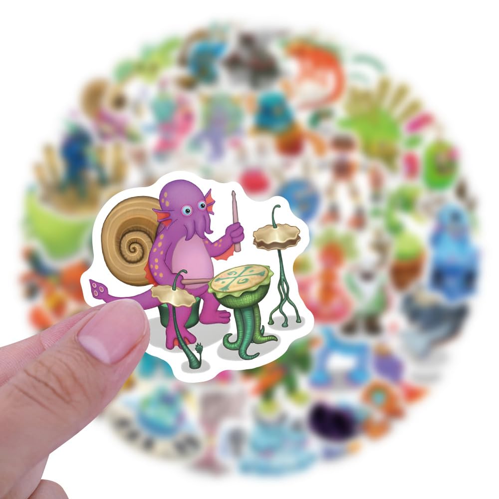 60PCS My Singing Monster Stickers My Singing Monsters Toys Vinyl Waterproof Stickers for Laptop,Bumper,Skateboard,Water Bottles,Computer,Phone, for Kids,Teens,Adult