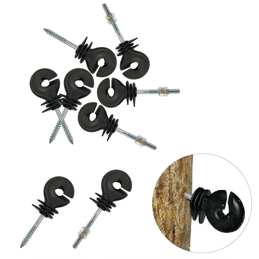 SagaSave 20pcs Self-Tapping Insulator Electric Fencing Wood Post Ring Electric Fence Insulators Screw Electronic Fence Insulator Ranch Electric Fence Insulation - Tapping Insulator