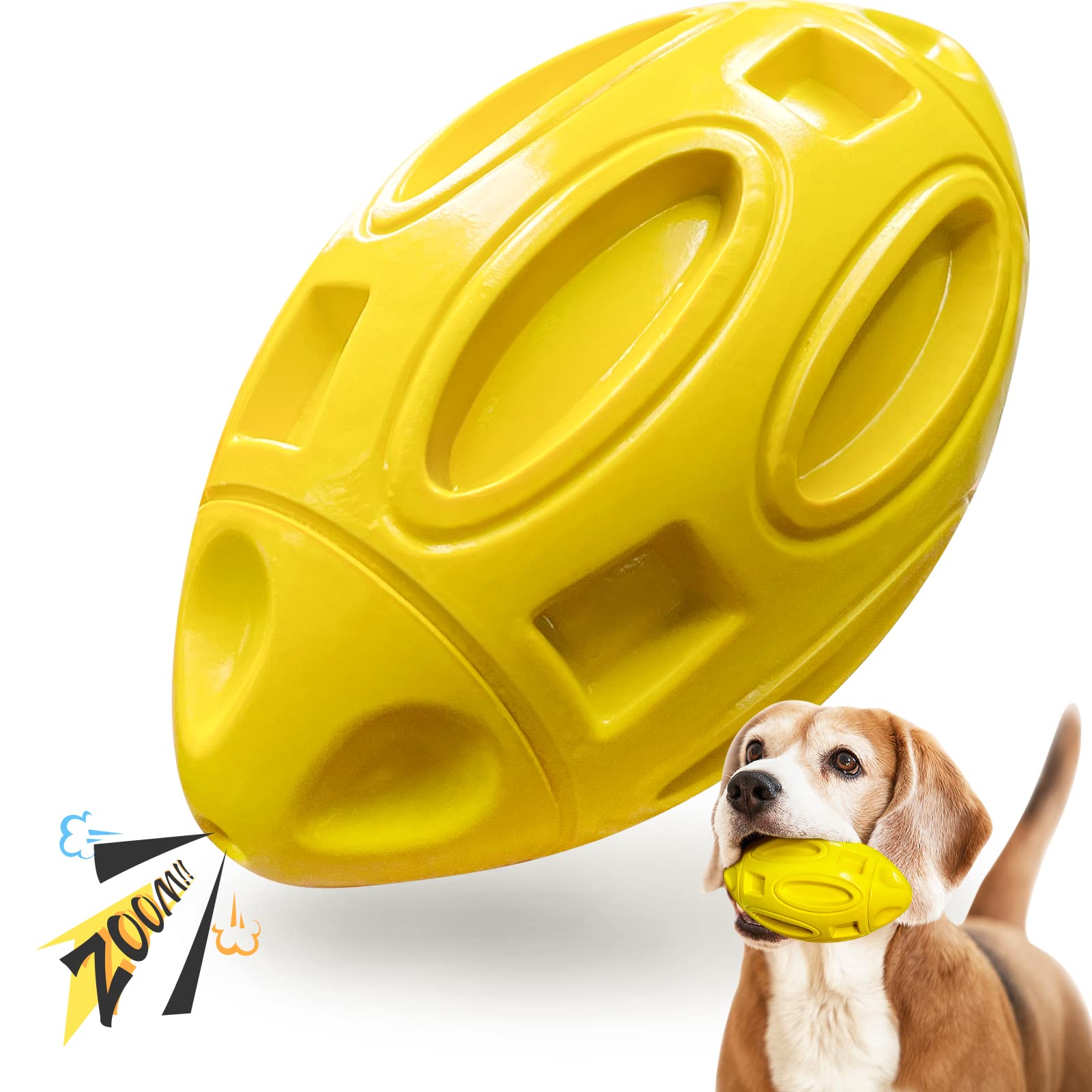 EASTBLUE Squeaky Dog Toys for Aggressive Chewers: Rubber Puppy Chew Ball with Squeaker, Almost Indestructible and Durable Pet Toy for Medium and Large Breed