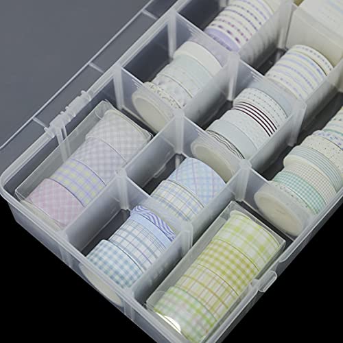Snowkingdom Large 15 Grid Clear Organizer Box Adjustable Dividers - Plastic Compartment Storage Container for Washi Tapes, Craft, Beads, Jewelry, Small Parts