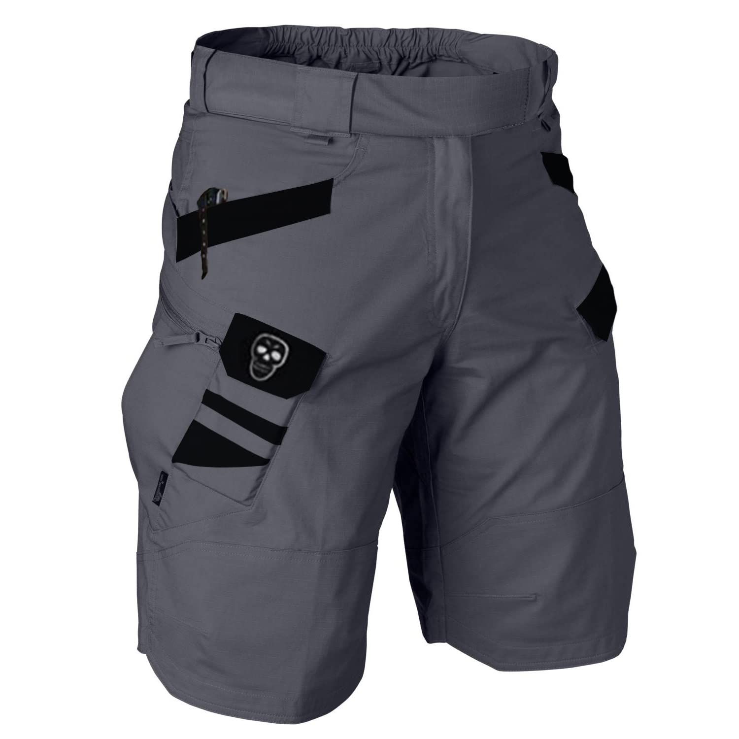 MQMYJSP Tactical Shorts Men Military Hunting Multi-Pocket Bomber Short Pants Outdoor Hunting Army Combat Cargo Shorts Gray L