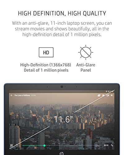 HP Chromebook 11-inch Laptop - MediaTek - MT8183 - 4 GB RAM - 32 GB eMMC Storage - 11.6-inch HD IPS Touchscreen - with Chrome OS™ - (11a-na0060nr, 2020 model, Indigo Blue)