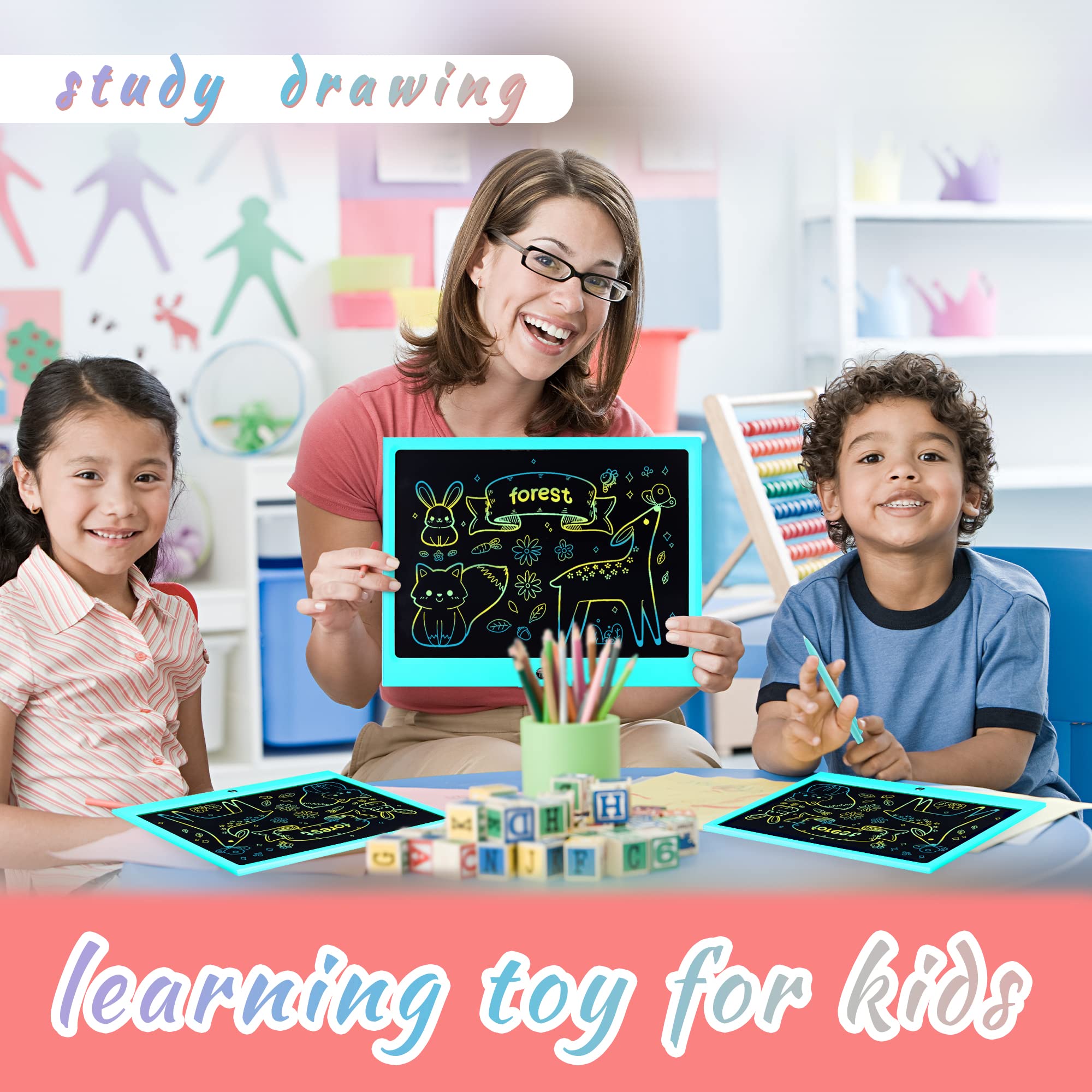 LCD Writing Tablet for Kids, 15 Inch Colorful Electronic Doodle Board for Kids Age 3+ Toys Christmas Birthday Erasable Drawing Tablet Toddler Learning Toys