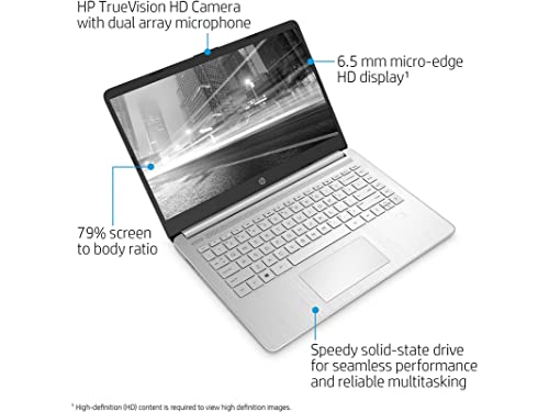 HP 2022 14" FHD IPS Display Laptop, AMD Ryzen 3-3250U, 16GB RAM, 1TB PCIe SSD, AMD Radeon Graphics, True Vision HD Camera, Wi-Fi 5 and Bluetooth, Windows 11 S, Silver, 32GB Snow Bell USB Card