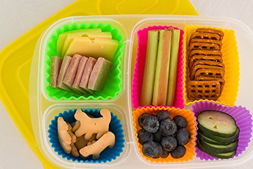 Silicone Baking Cups Bento Variety Bundle, Set of 18 Reusable Silicone Cupcake Liners for Baking, Lunch Box Dividers, Nonstick Silicone Muffin Cups, Silicone Cupcake Molds for Baking and Bento Box
