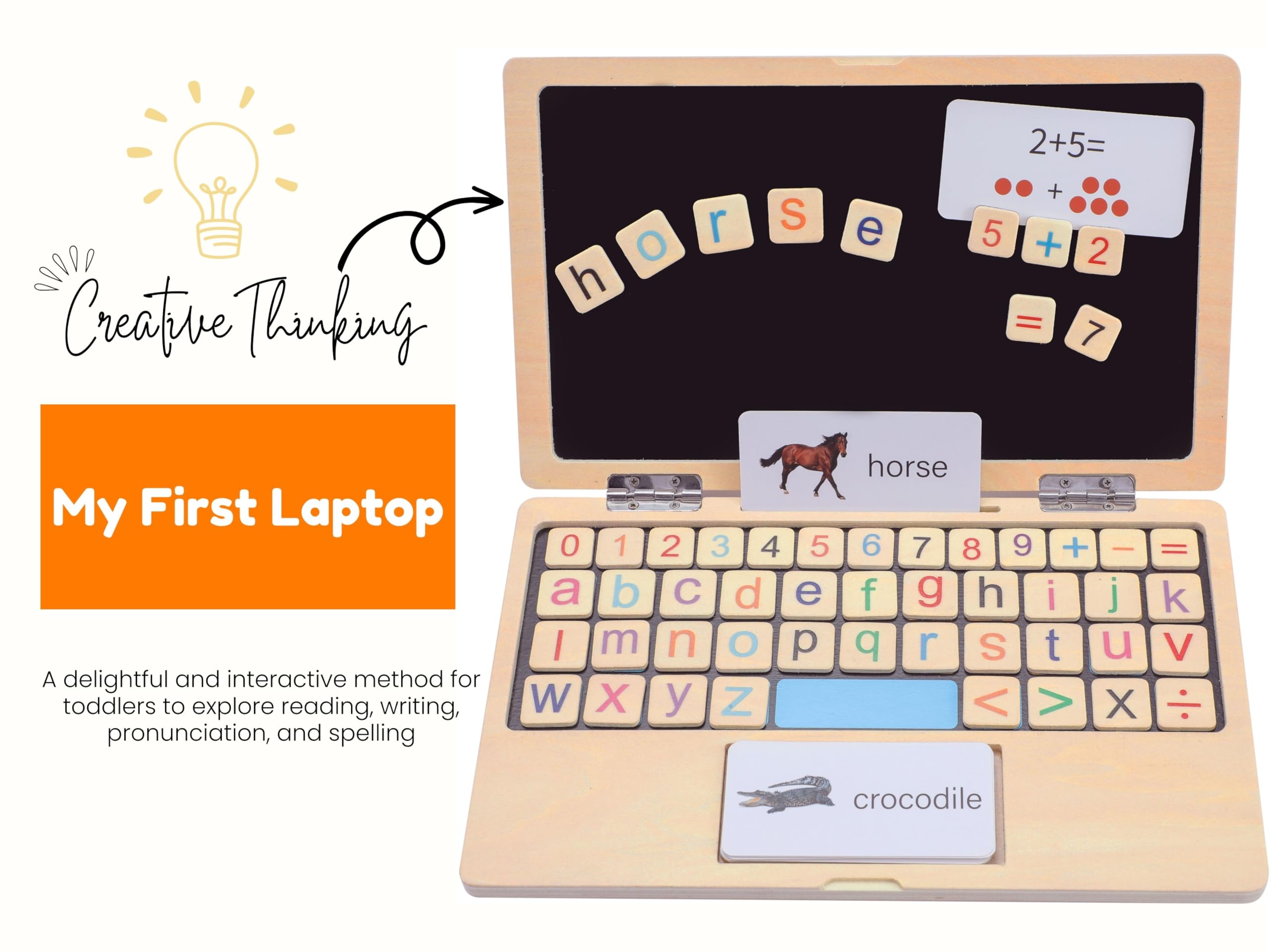 Montessori Toys for 3 4 5 6 7 8 Years Old 11.8" My First Laptop Fun Learning Pretend Play for Boys & Girls Preschool Learning Activities