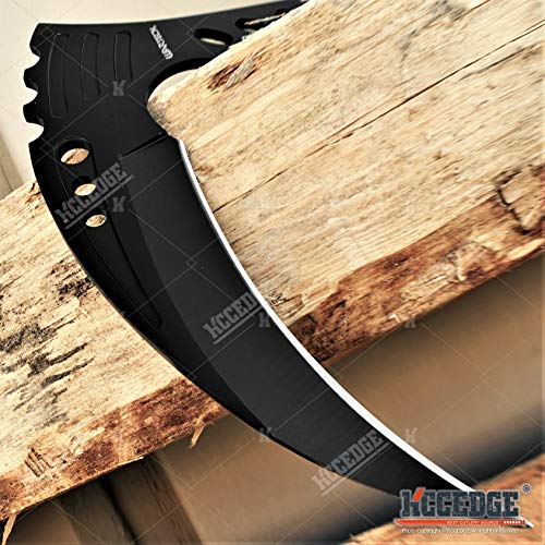 KCCEDGE BEST CUTLERY SOURCE Hunting Knife Tactical Knife Survival Knife 12" Scythe Fixed Blade Knife Full Tang Blade Camping Accessories Survival Kit Survival Gear Tactical Gear 80015 (Black)