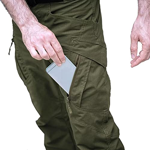 MAGCOMSEN Work Pants Men Lightweight Hiking Pants Mens Waterproof Pants Cargo Pants Tactical Pants for Men Fishing Pants Rain Pants Camping Pants Army Green