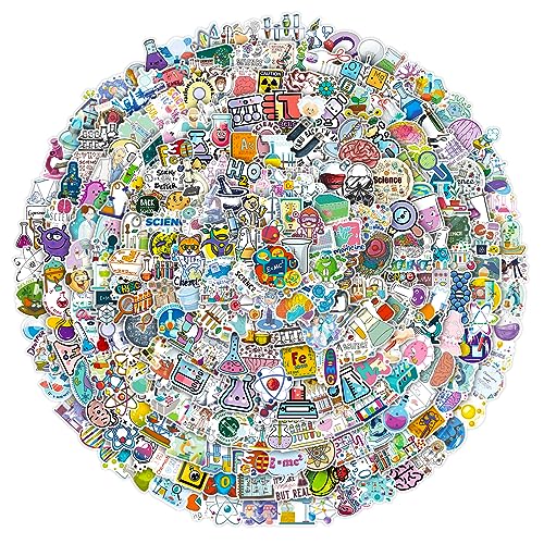 300PCS Science Stickers, 300PCS Natural Sciences Stickers Pack for Kids, Biology Chemistry Physics Math Experiment Waterproof Stickers for Student Teachers, Laboratory Decals for Laptop, Water Bottle,