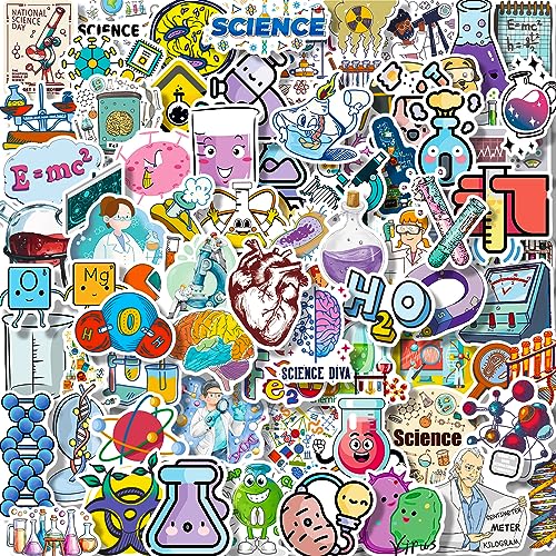 300PCS Science Stickers, 300PCS Natural Sciences Stickers Pack for Kids, Biology Chemistry Physics Math Experiment Waterproof Stickers for Student Teachers, Laboratory Decals for Laptop, Water Bottle,