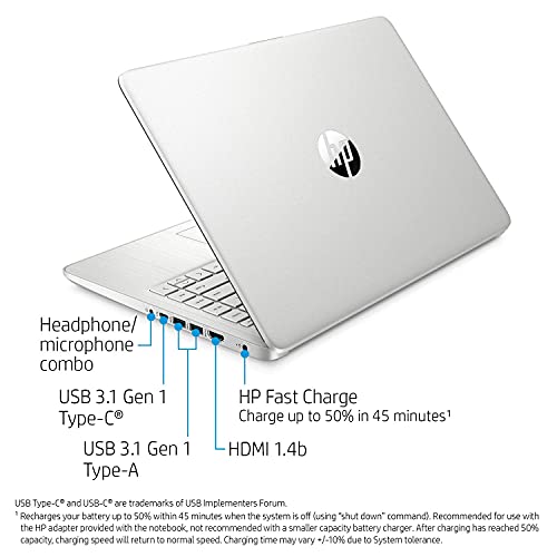 HP Premium Laptop (2021 Latest Model), 14" HD Touchscreen, AMD Athlon Processor, 8GB RAM, 192GB SSD, Long Battery Life, Online Conferencing, Natural Silver, Win 10 with Microsoft 365 (Renewed)