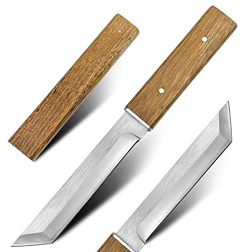 MADSABRE Bundle of 2 Items - Dual Blade Pocket Knife - Japanese Samurai Tanto Fixed Blade Katana - Perfect for Outdoor Hunting Survival Camping EDC Camping Hiking, Unique Gifts for Men