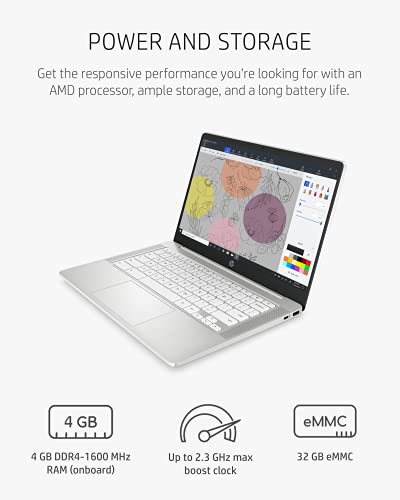 HP Chromebook 14a Laptop, AMD 3015Ce Processor, 4 GB RAM, 32 GB eMMC Storage, 14-inch Micro-Edge HD Display, Google Chrome OS, Anti-glare Screen, Long-Battery Life (14a-nd0021nr, 2021, Ceramic White)