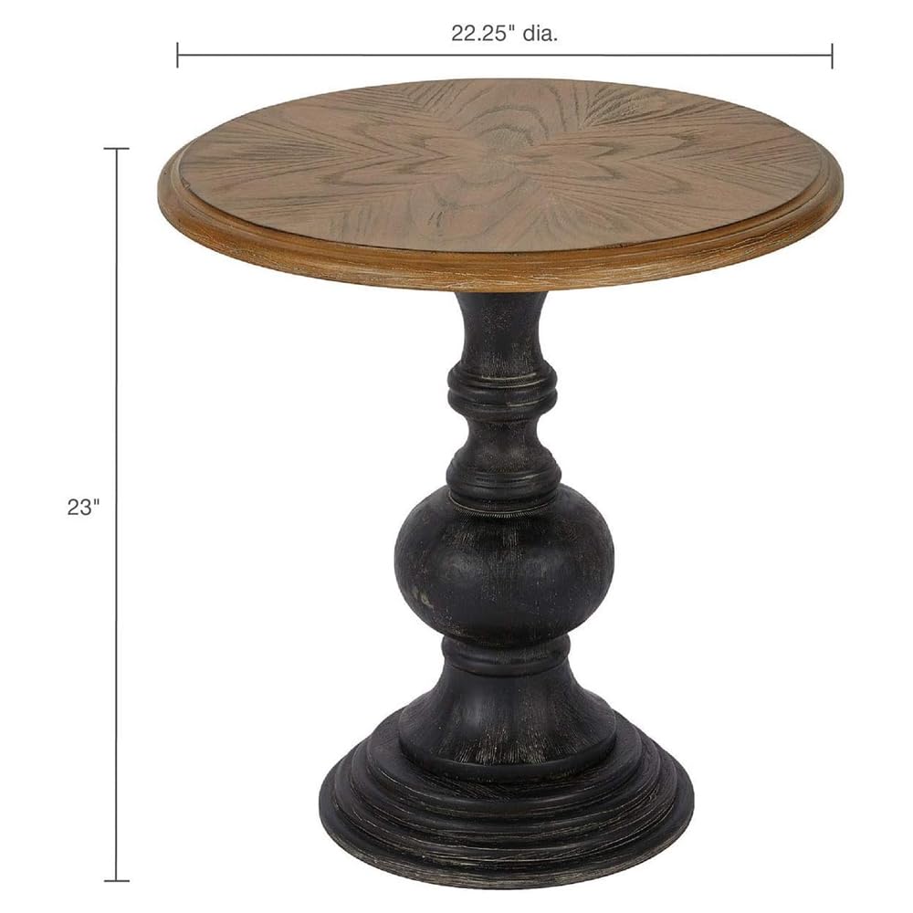 Oakestry Wesley Accent Portable Table Top Round Pedestal Modern Minimalist Design for Living Room Office Small Spaces, Natural, Dia.22