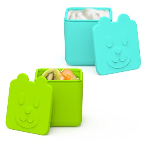MORLIKE LIVING Dips Containers To Go, Silicone Salad Dressing Container, 4 oz Small Condiment Container with Leakproof Lid - Food Safe Storage for School Lunch Box Picnic Travel (Green- Mint)