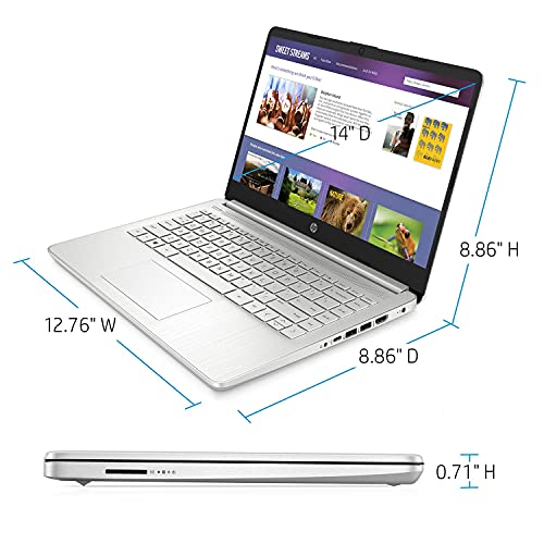 HP Premium Laptop (2021 Latest Model), 14" HD Touchscreen, AMD Athlon Processor, 8GB RAM, 192GB SSD, Long Battery Life, Online Conferencing, Natural Silver, Win 10 with Microsoft 365 (Renewed)