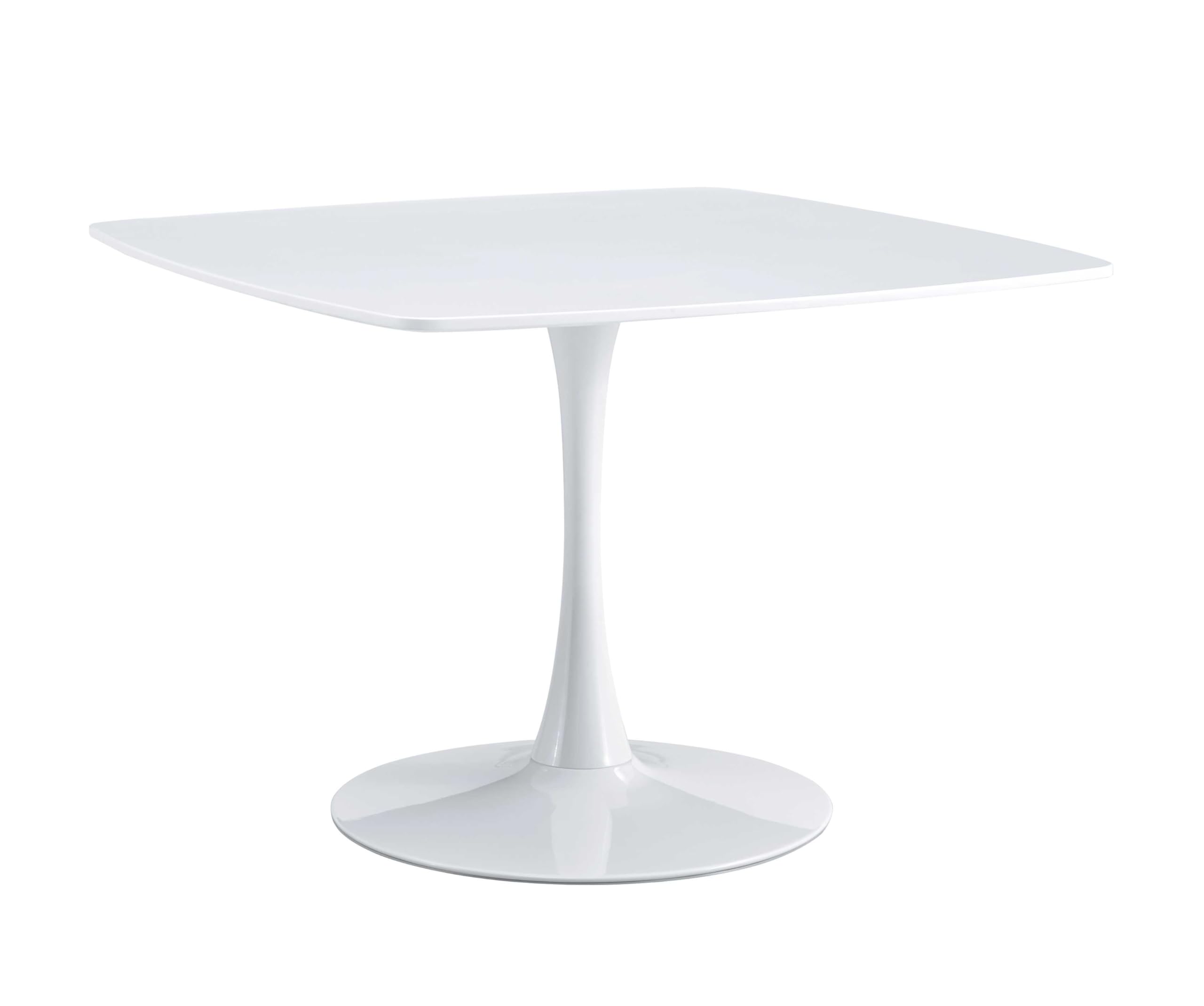 Mid-Century Modern Dining Table Minimalist Wooden Dining Table for 4-6 People 42" Round MDF Tabletop Metal Pedestal Dining Table,End Table Leisure Coffee Table,42 in x 42 in x 28.7 in (White)