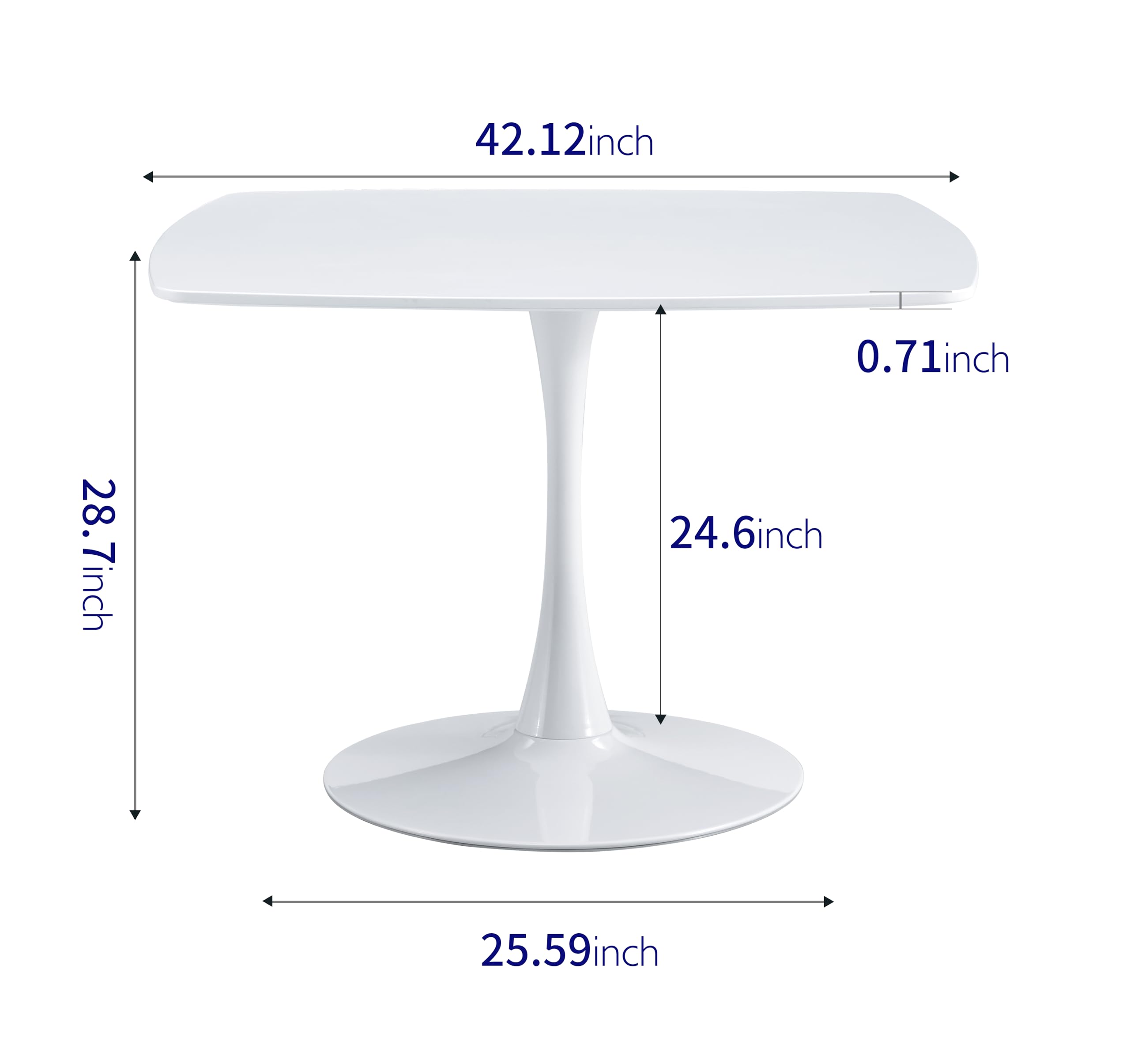Mid-Century Modern Dining Table Minimalist Wooden Dining Table for 4-6 People 42" Round MDF Tabletop Metal Pedestal Dining Table,End Table Leisure Coffee Table,42 in x 42 in x 28.7 in (White)