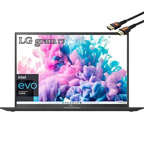 LG Gram 17inch 2022 Laptop| Intel Core i7-1195G7 Intel Evo Laptop Windows11| WQXGA IPS Display| WiFi 6| Backlit Keyboard| Thunderbolt 4 USB Type C| HDMI Cable (16GB RAM| 1TB PCle SSD)