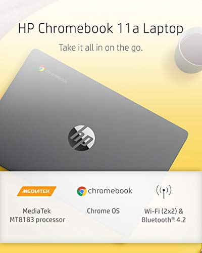HP Chromebook 11.6-inch Laptop, MediaTek MT8183, MediaTek Integrated Graphics, 4 GB RAM, 32 GB eMMC Storage, Chrome (11a-na0010nr, Ash Gray) (Renewed)