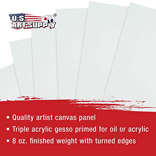 US Art Supply 8 X 10 inch Professional Artist Quality Acid Free Canvas Panel Boards for Painting Value Pack of 12 (1 Full Case of 12 Single Canvas Board Panels)