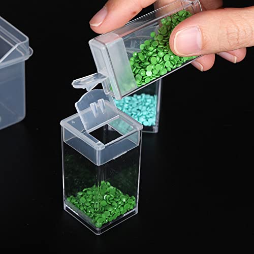12Pcs Acrylic Small Square Bottles Diamond Embroidery Storage Box Clear Empty Bottles Bead Containers Holder for Beads Sequins Rhinestones Diamond Painting Accessories Storage DIY Craft Supplies