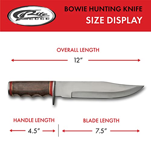 SZCO Supplies 12” Stainless Steel Wood Handle Bowie Hunting Knife W/Sheath
