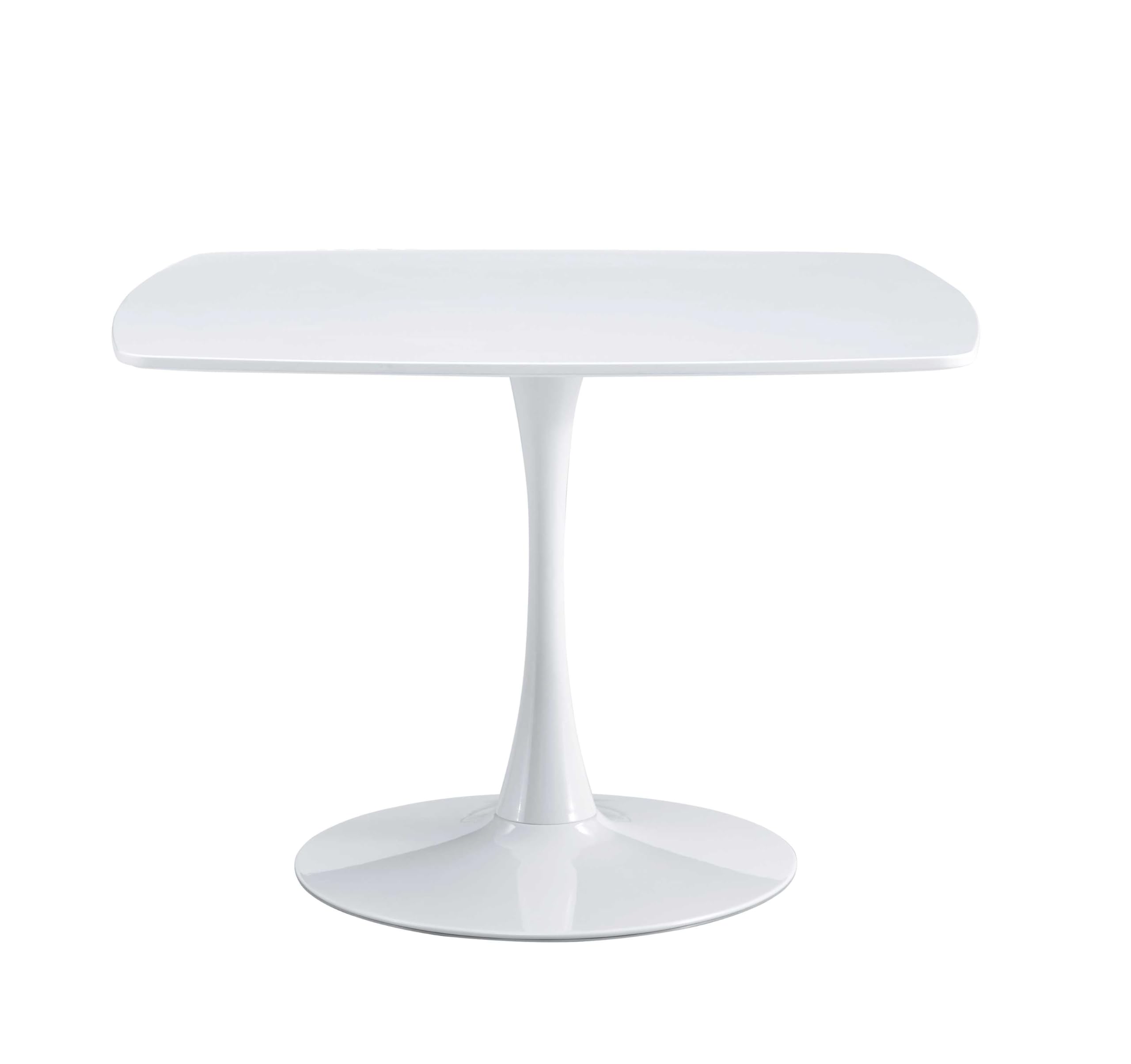Mid-Century Modern Dining Table Minimalist Wooden Dining Table for 4-6 People 42" Round MDF Tabletop Metal Pedestal Dining Table,End Table Leisure Coffee Table,42 in x 42 in x 28.7 in (White)