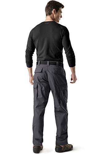 CQR Men's Tactical Combat Cargo Pants, Water Resistant Ripstop, Military Outdoor Hiking Work Apparel, Brigade Pants Charcoal, X-Large