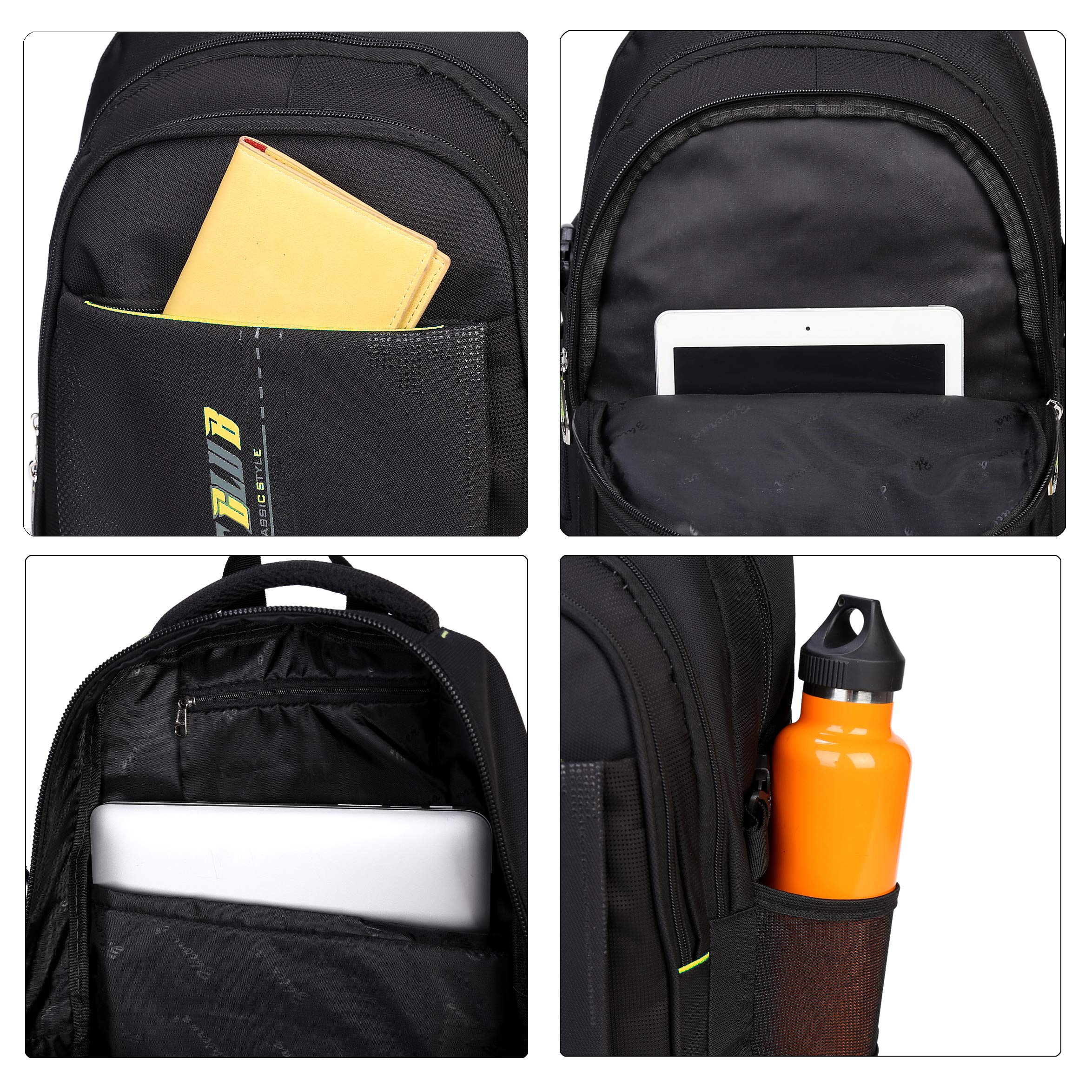 goldwheat School Backpacks Student Bookbag Casual Shoulder Daypack Travel Back Pack for Teen Boys (Black-3)