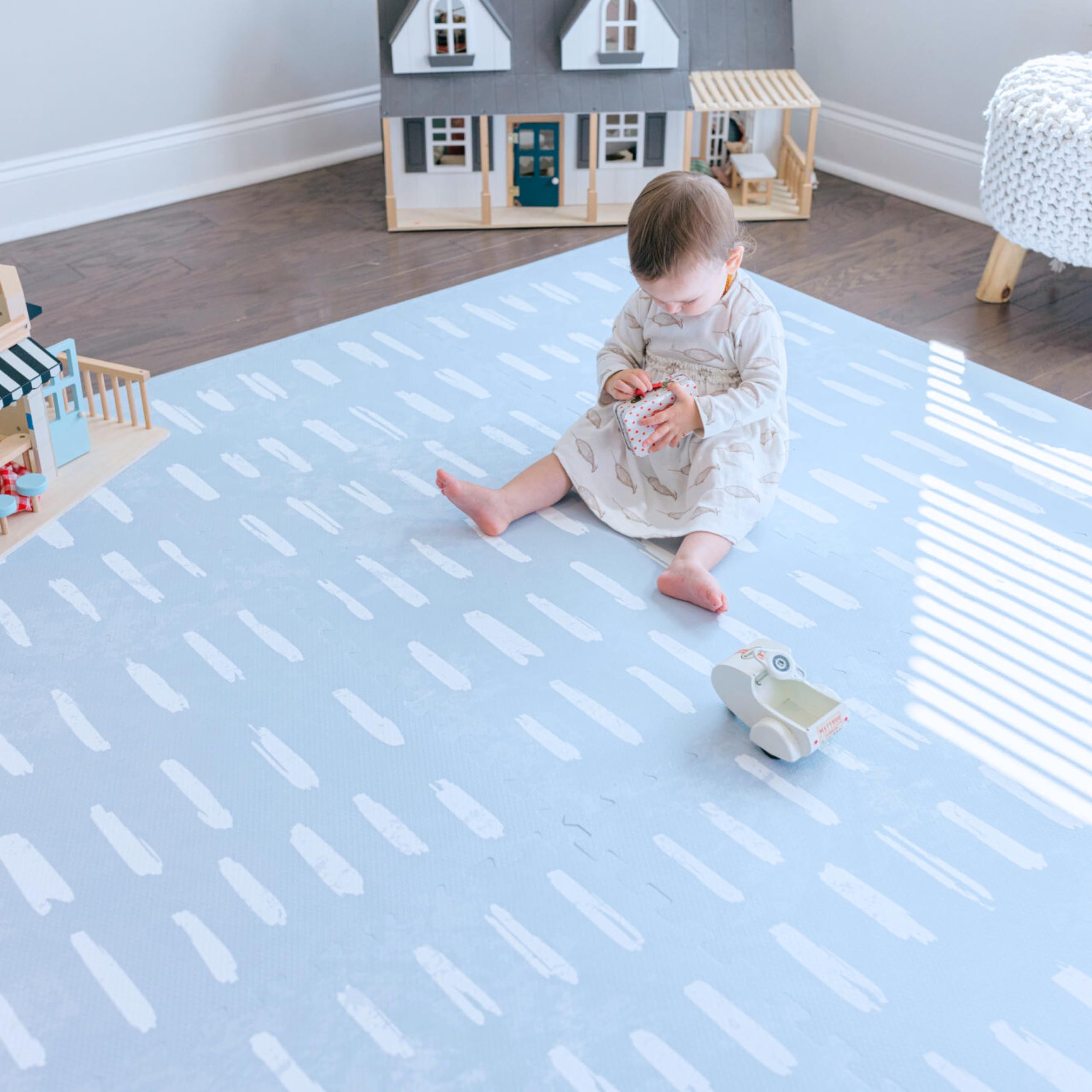 Little Landings Baby Play Mats for Floor - Shoreline (6x6ft) - Premium EVA Foam Play Mat for Babies & Toddlers - Perfect for Tummy Time, Crawling, Playroom - Stylish & Comfortable Kids Play Mat