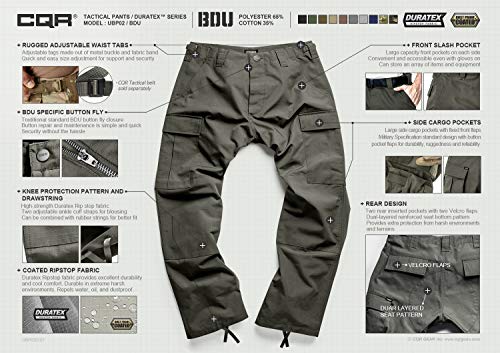 CQR Men's Tactical Combat Cargo Pants, Water Resistant Ripstop, Military Outdoor Hiking Work Apparel, Brigade Pants Charcoal, X-Large