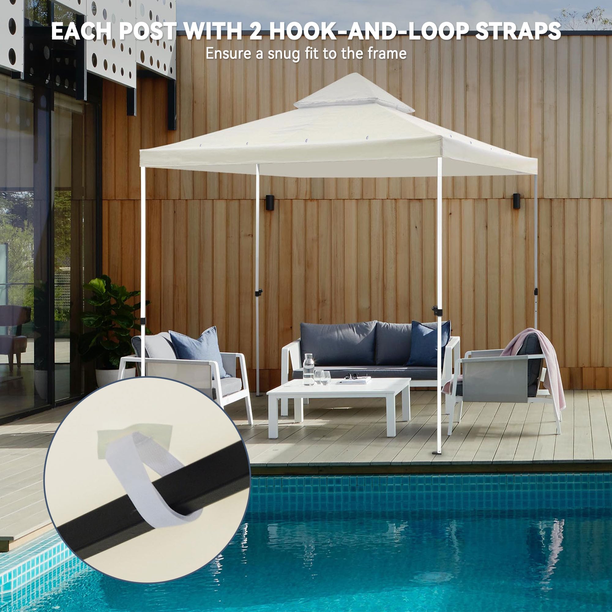 Yescom 10x10Ft UV30+ Gazebo Replacement Top for 2 Tier Outdoor Canopy Cover Patio Backyard Party Deck Ivory