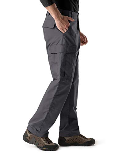 CQR Men's Tactical Combat Cargo Pants, Water Resistant Ripstop, Military Outdoor Hiking Work Apparel, Brigade Pants Charcoal, X-Large