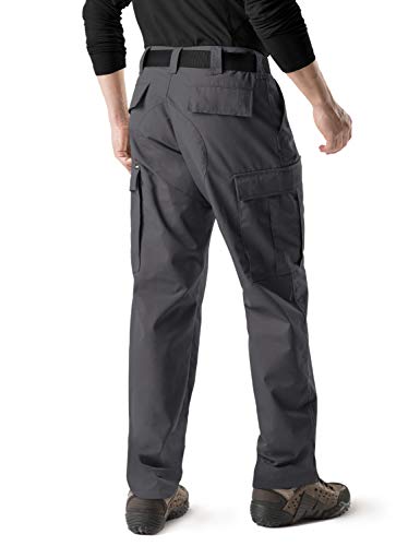 CQR Men's Tactical Combat Cargo Pants, Water Resistant Ripstop, Military Outdoor Hiking Work Apparel, Brigade Pants Charcoal, X-Large