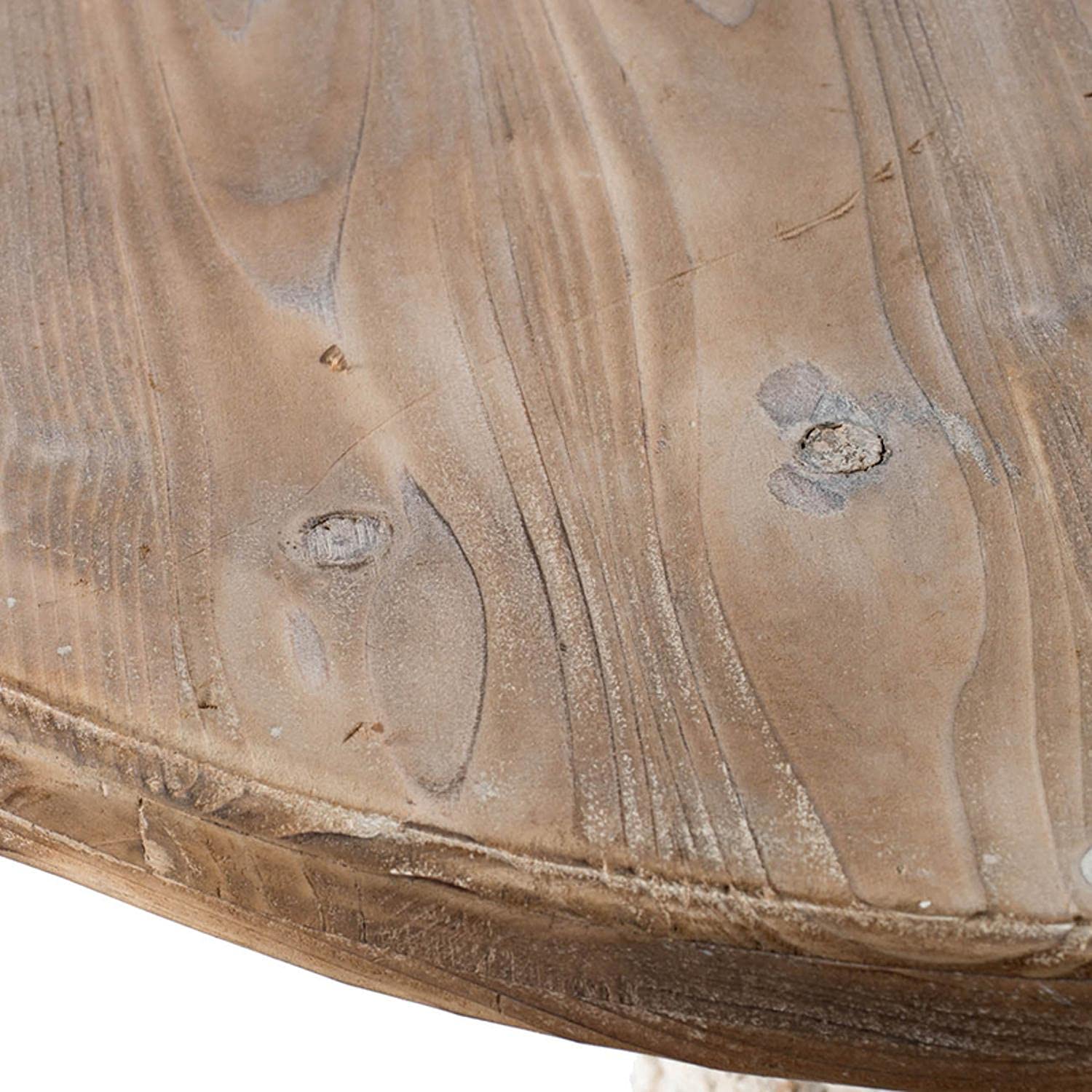A&B Home AB-44955-DS 31" H Round Natural Fir Wood/Magnesium/MDF Indoor End Table w/Pedestal Base, Brown, Antique White