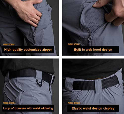 BIYLACLESEN Hiking Pants Mens Quick Dry Pants Mens Work Pants Breathable Pants Tactical Pants Tactical Army Pants Khaki Pants Mens Zipper Pockets