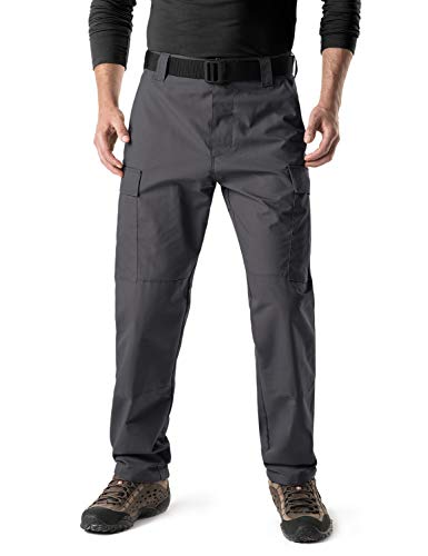 CQR Men's Tactical Combat Cargo Pants, Water Resistant Ripstop, Military Outdoor Hiking Work Apparel, Brigade Pants Charcoal, X-Large