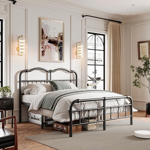 FDLOGW Queen Size Bed Frame with Headboard and Footboard, 14 Inch High, No Box Spring Needed Heavy Duty Metal Platform Bedframe, Noise Free