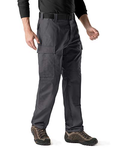 CQR Men's Tactical Combat Cargo Pants, Water Resistant Ripstop, Military Outdoor Hiking Work Apparel, Brigade Pants Charcoal, X-Large