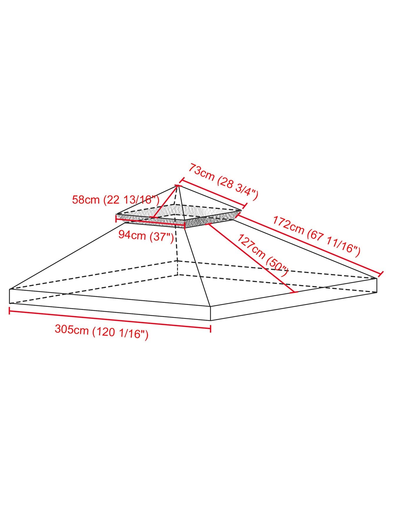 Yescom 10x10Ft UV30+ Gazebo Replacement Top for 2 Tier Outdoor Canopy Cover Patio Backyard Party Deck Ivory
