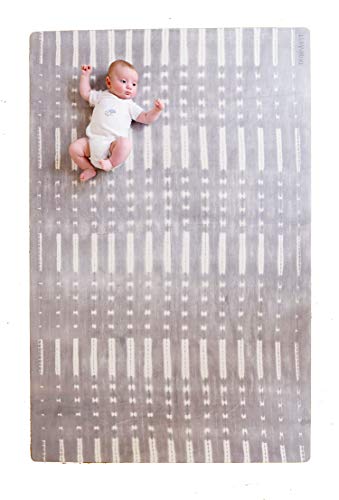 Tribe West Large, Stylish Playmat | Microfiber Suede and Durable, Eco-TPE (Mali Grey)