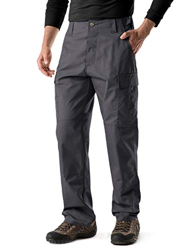 CQR Men's Tactical Combat Cargo Pants, Water Resistant Ripstop, Military Outdoor Hiking Work Apparel, Brigade Pants Charcoal, X-Large