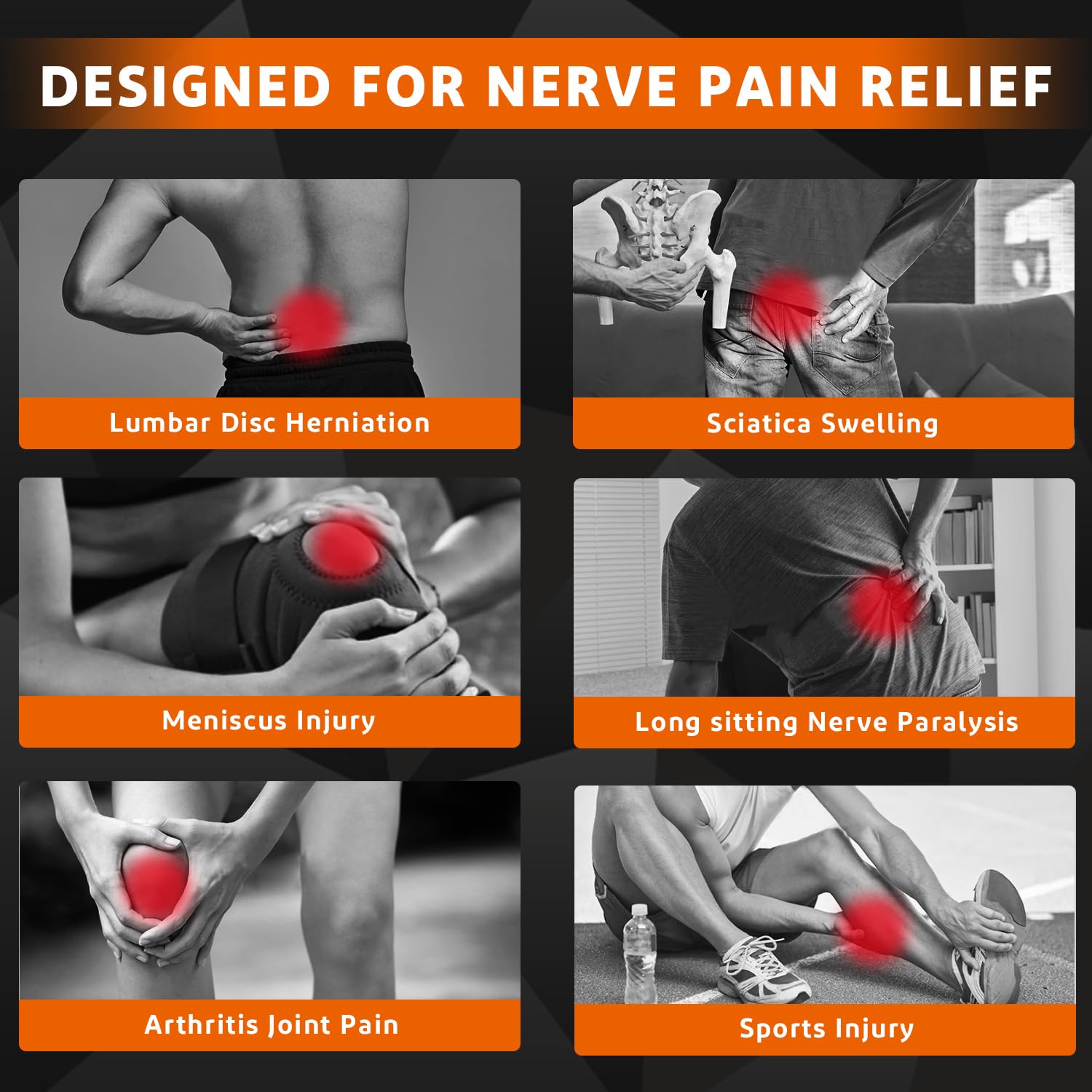 Healrecux Sciatica Pain Relief Brace Devices, Upgraded Brace for Sciatic Nerve Pain with Dual Pressure Pad Targeted Compression, Sciatic Nerve Brace Acupressure Massage Point Brace for Men and Women