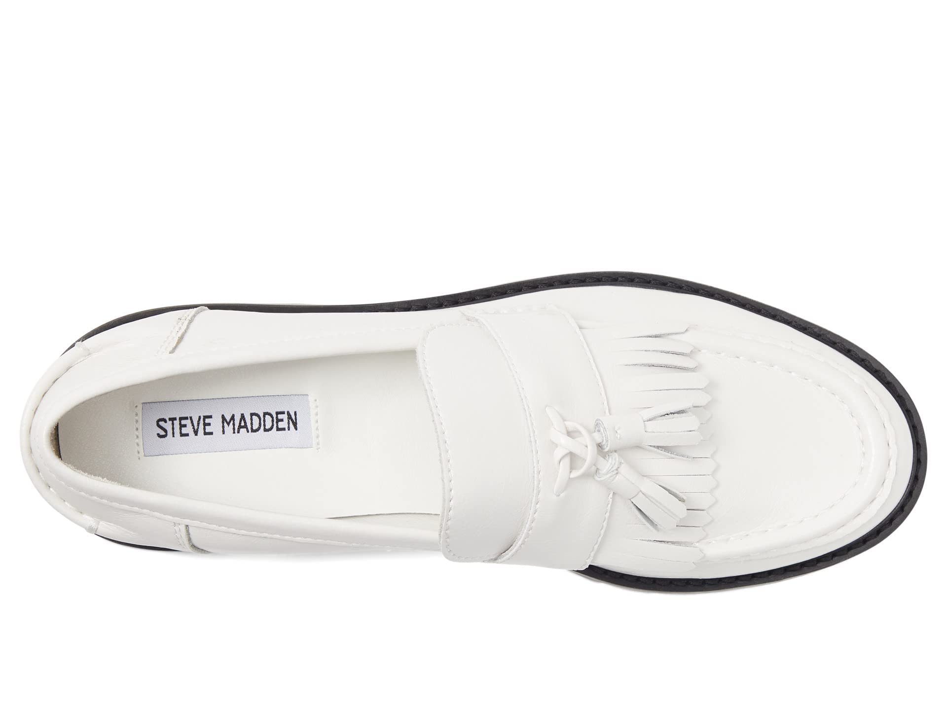 Steve Madden Women's Minka Loafer, White Leather, 7.5