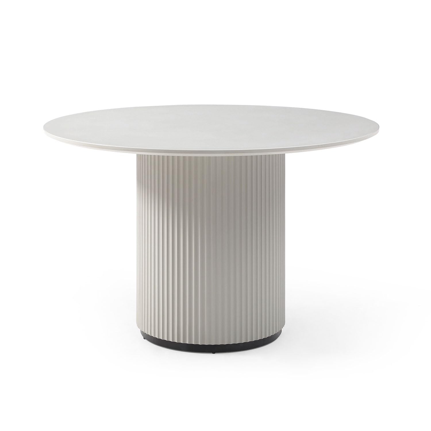 LyuHome 47.24" Round Wood Dining Table, Modern Kitchen Table with Wooden Pedestal Base, Mid Century Circular Tabletop Leisure Coffee Table Dining Room Table Furniture φ47.24"x29.52"H Grey
