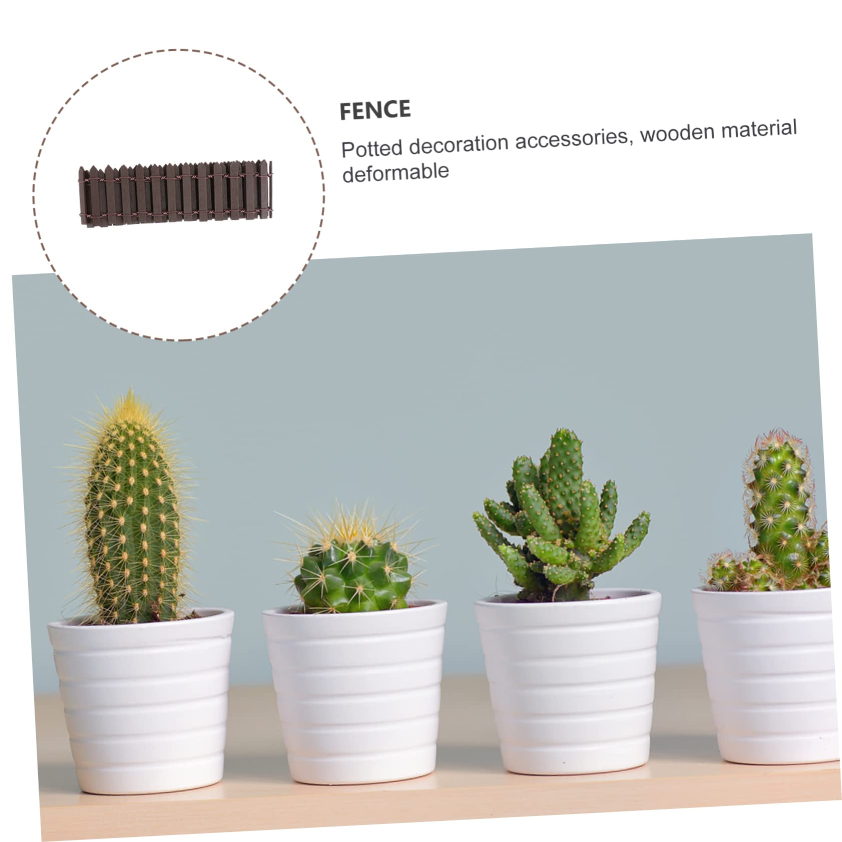 Yardwe 4pcs Elegant 100cm Miniature Picket Fence DIY Fairy Garden Accessory Coffee Finish