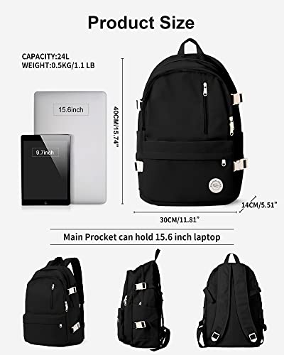VGOCO Backpack for Women,Unisex Lightweight Backpack Bag Water-proof Casual Rucksack for Women Men Fits 14 inch Laptop Work Daypack Black