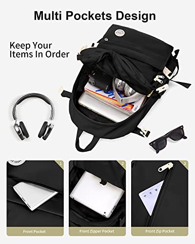 VGOCO Backpack for Women,Unisex Lightweight Backpack Bag Water-proof Casual Rucksack for Women Men Fits 14 inch Laptop Work Daypack Black