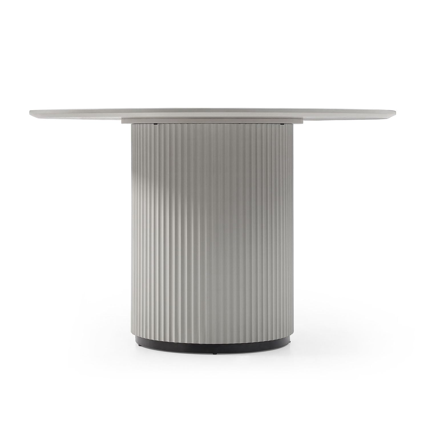 LyuHome 47.24" Round Wood Dining Table, Modern Kitchen Table with Wooden Pedestal Base, Mid Century Circular Tabletop Leisure Coffee Table Dining Room Table Furniture φ47.24"x29.52"H Grey